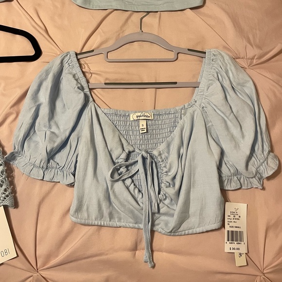 Tops | Nwt Cute Blue Crop Top | Poshmark